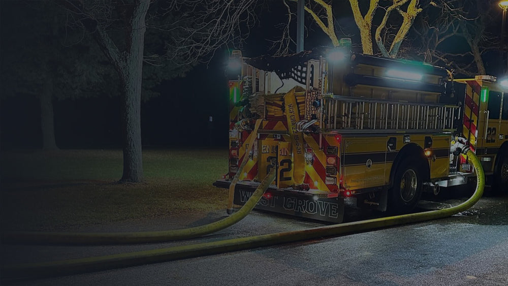 Custom Fire Apparatus Grille Numbers and Full-Width Mud Flaps