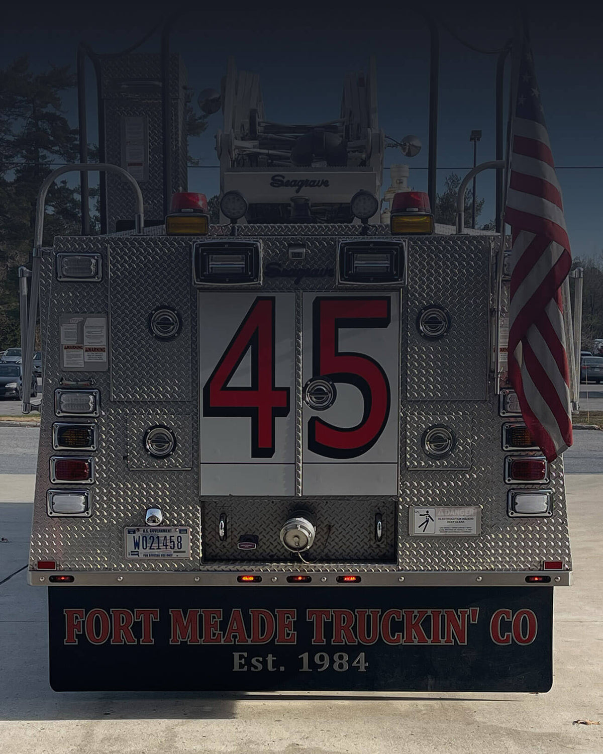 Full-Width Fire Apparatus Mudflaps - Box Alarm Grilles