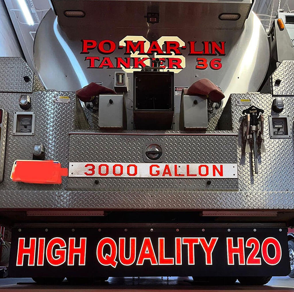 Full-Width Fire Apparatus Mudflaps - Box Alarm Grilles